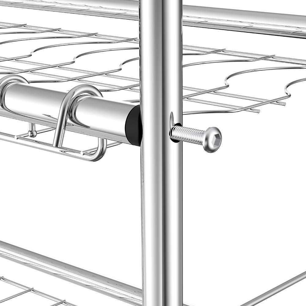 Over The Sink Dish Drying Rack, 2-Tier Stainless Steel Large Dish Drainers Over Sink Dish Rack with Utensil Holder, Length Adjustable(Sink Size ≤ 35 INCH)
