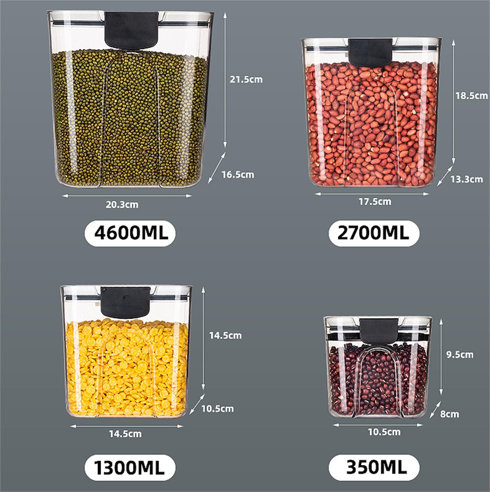Rcdiouh Baking Storage Set with Labels, Rcdiouh Baking Storage Set, Rcdiouh Containers, Storage Containers with Lids Airtight for Flour, Airtight Food Storage (350ml)