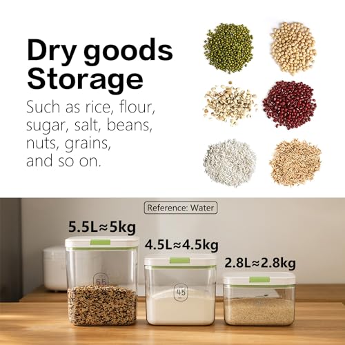 LivLab Rice Dispenser - with Measuring Cup Grain Container Bin for Kitchen Pantry Storage, BPA Free,4.5 L/4.6qt/5kg