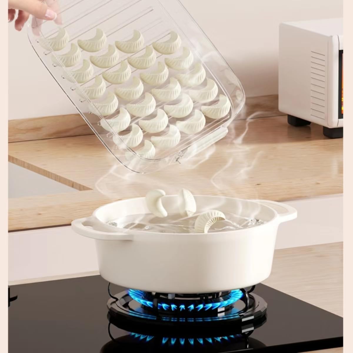 MANHONGYU 4-layer Food Storage Container, Dumpling Box,Cookie Container,Transparent Food Preservation Box for Kitchen and Refrigerator, Stackable Snack Container with Lid,Good Sealing,Heighten