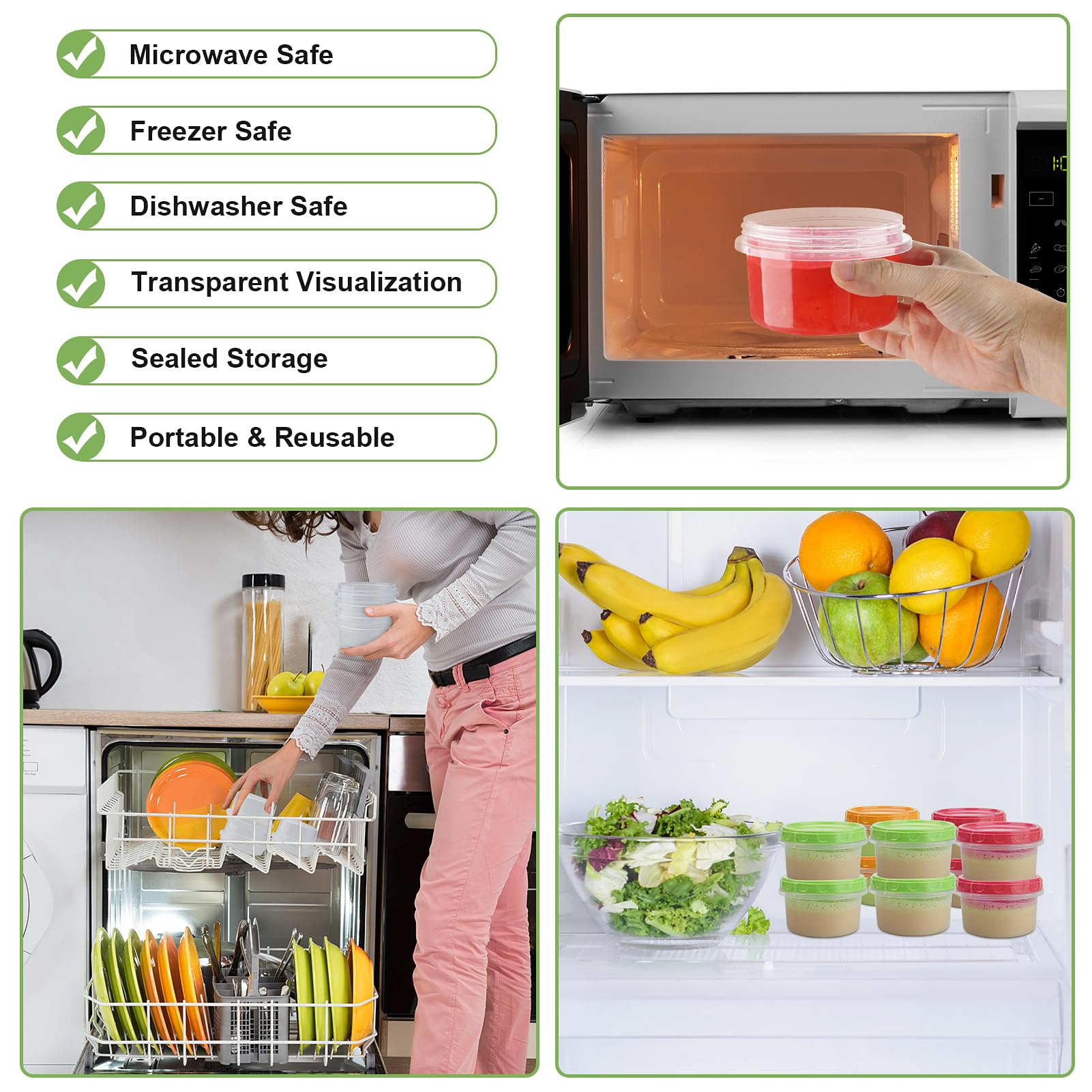 Kitchen GIMS 8 oz Plastic Containers with Lids Leak Proof Freezer Containers 12 Pack Meal Prep Jars Reusable Food Storage Containers with Lids Microwave and Freezer Safe
