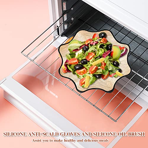 6Pcs Large-Nonstick Tortilla Shell Maker, DSVENROLY 8.4-inch Taco Salad Bowl Pans Makers Set with Silicone Gloves & Basting Brush, Carbon Steel Fluted Tortilla Shell Pan Baking Molds for Kitchen