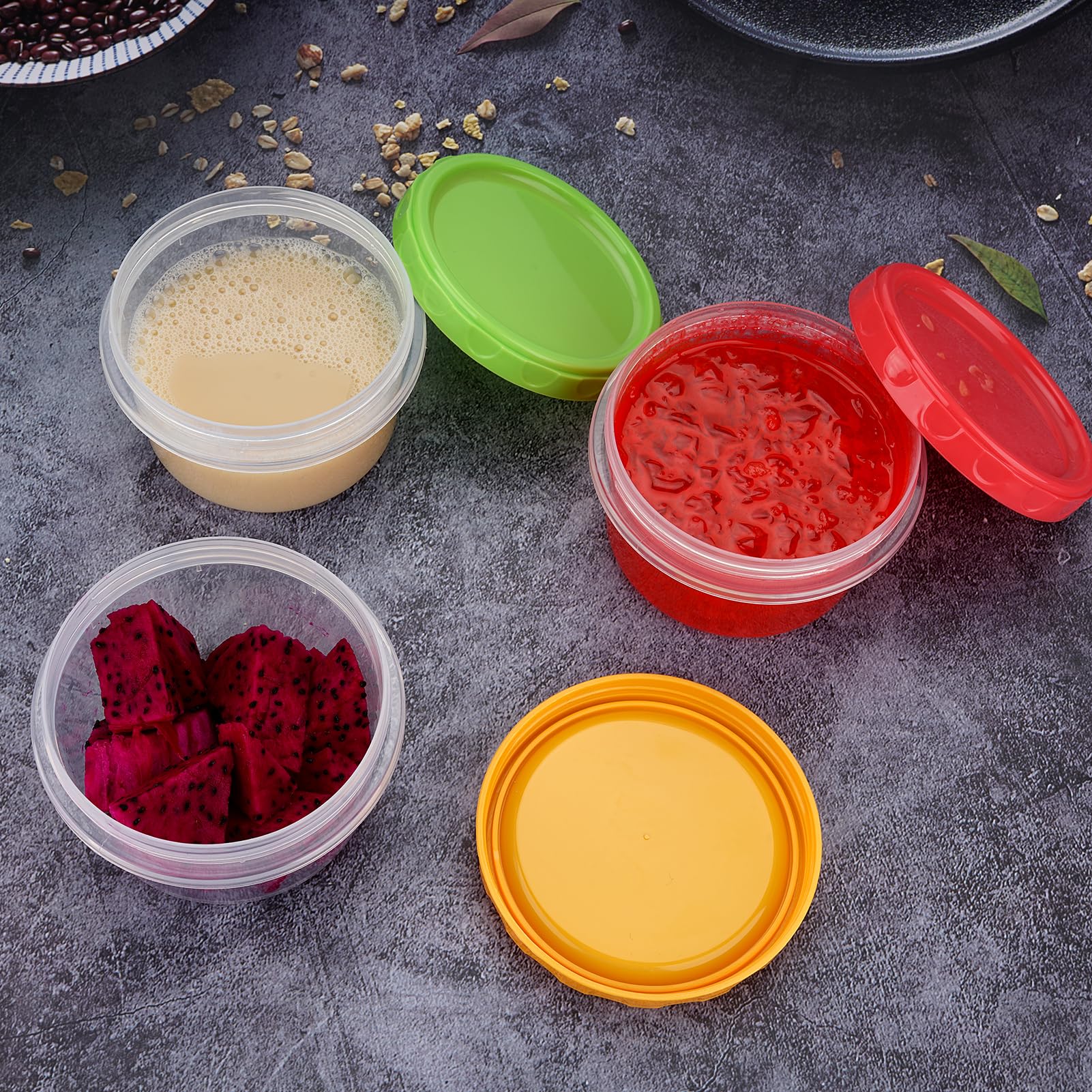 Kitchen GIMS 8 oz Plastic Containers with Lids Leak Proof Freezer Containers 12 Pack Meal Prep Jars Reusable Food Storage Containers with Lids Microwave and Freezer Safe