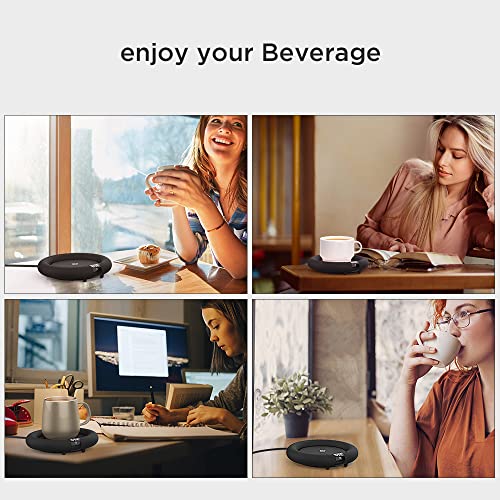 Coffee Mug Warmer, 2022 EasyAcc Coffee Warmer for Desk [with Silicon Cup Lid] Smart Mug Warmer Auto Shut Off, 3 Temp Setting to 167℉, Touch Switch, LED Display Cup Warmer for Office Home -Coffee Gift