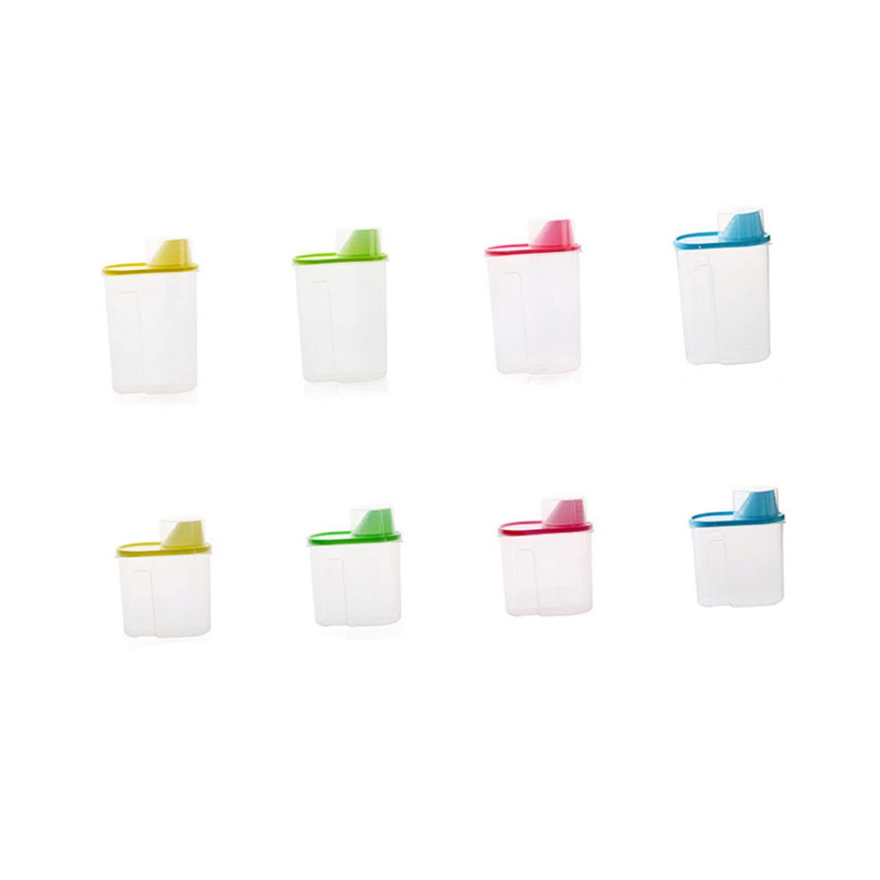 OKUMEYR Airtight Cereal Container with Pour Spout and Measuring Cup Clear Plastic Food Storage Keeper for Rice Grain Oatmeal Sugar Nuts Beans S Yellow