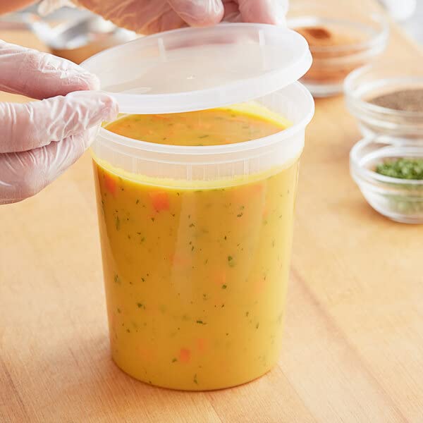 Generic Deli Containers with Lids 32 OZ Microwavable Translucent Clear Plastic Quart Containers with Lids - 50/Case - Durable, Safeware - Ideal for Meal Prep Airtight Lids