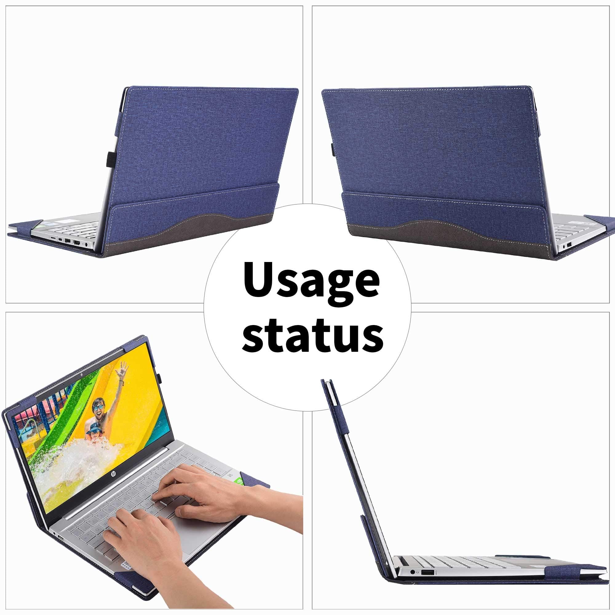 RUNMEIJIA Laptop Case Cover for Hp Spectre X360 16" 16-f / 16t-f 2023 2022 [Do Check Model] Notebook Sleeve Computer Bag Protective PU Leather Shell (Blue)