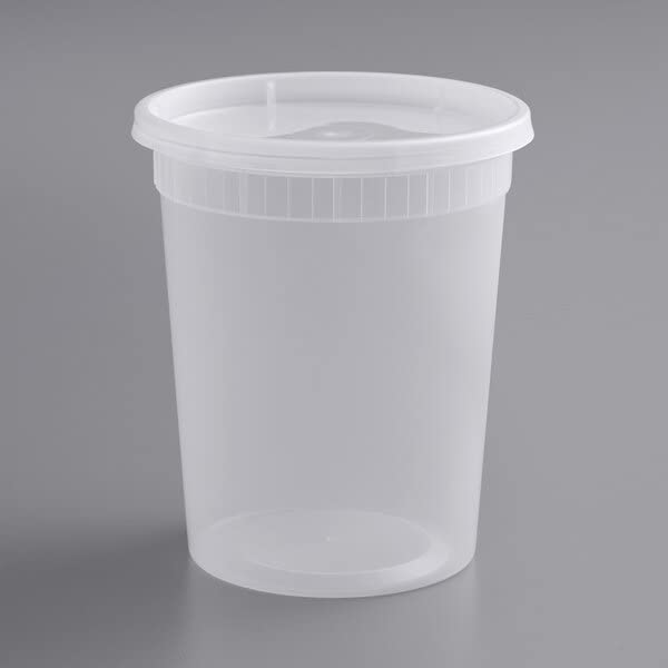 Generic Deli Containers with Lids 32 OZ Microwavable Translucent Clear Plastic Quart Containers with Lids - 50/Case - Durable, Safeware - Ideal for Meal Prep Airtight Lids