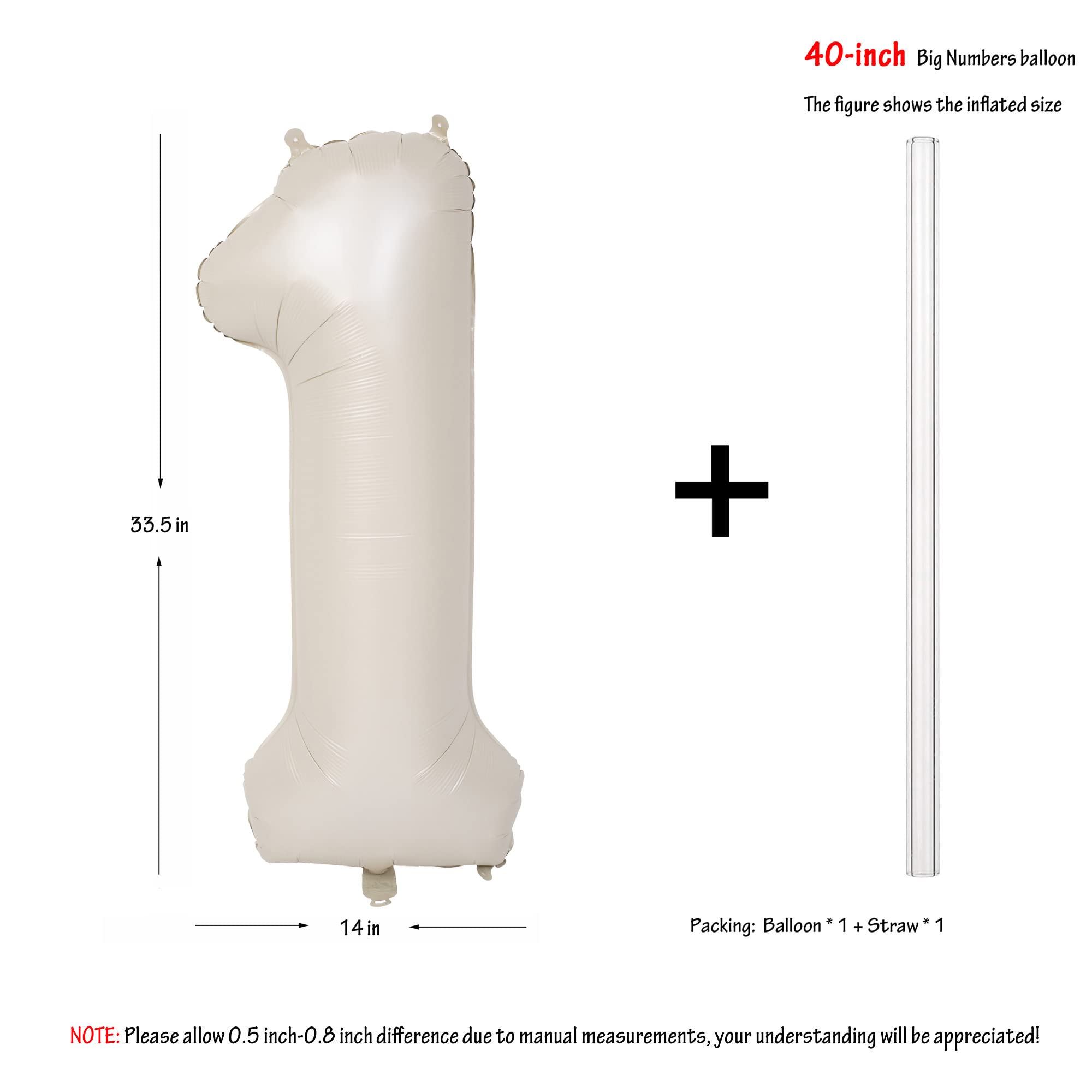 40 In Cream white Number Balloons Helium Foil Mylar Balloon Birthday Party banquet Decoration Digital 1