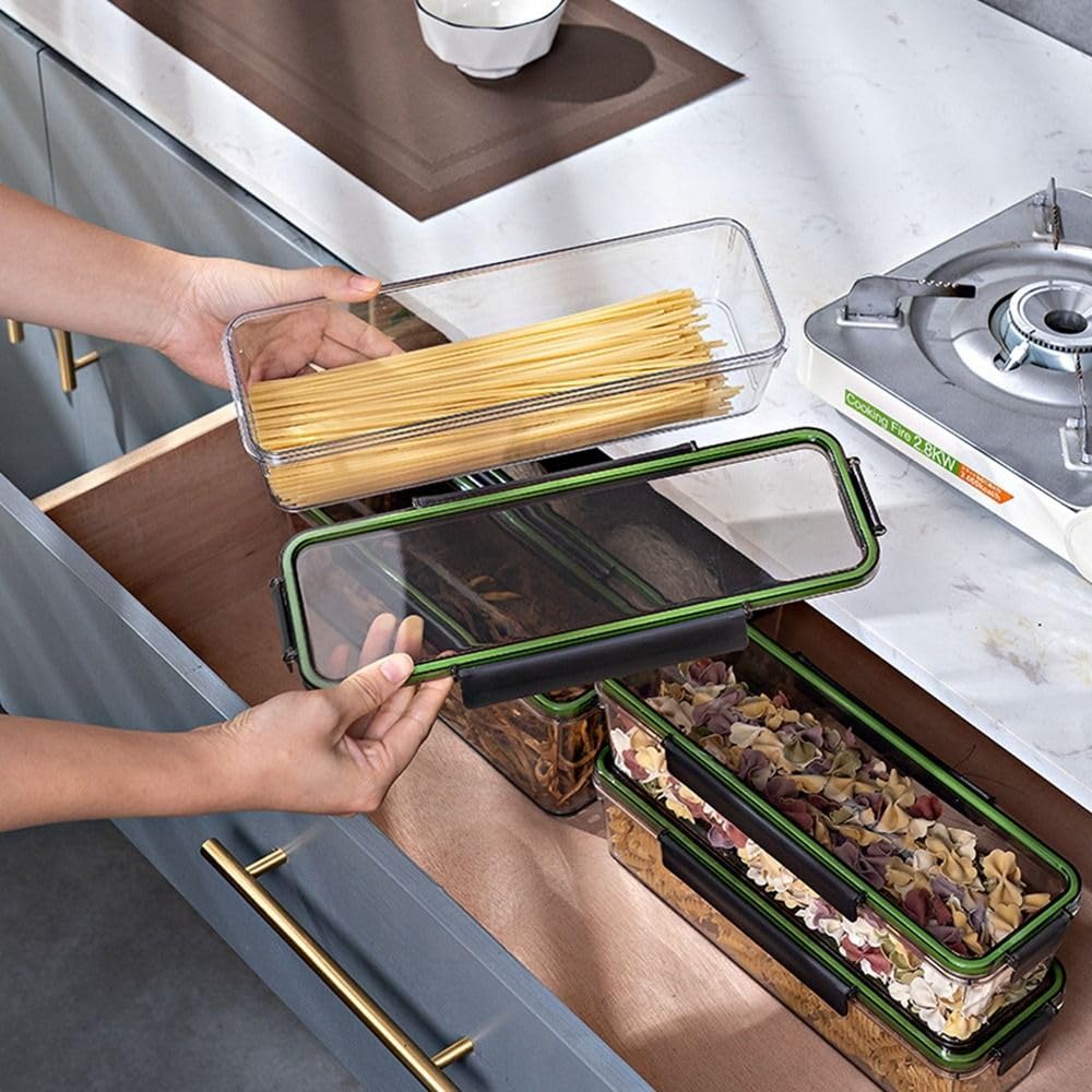 1PCS Pasta Storage Container,Transparent Storage Box Vegetable Storage Box Multipurpose Spaghetti Box for Kitchen(Short)