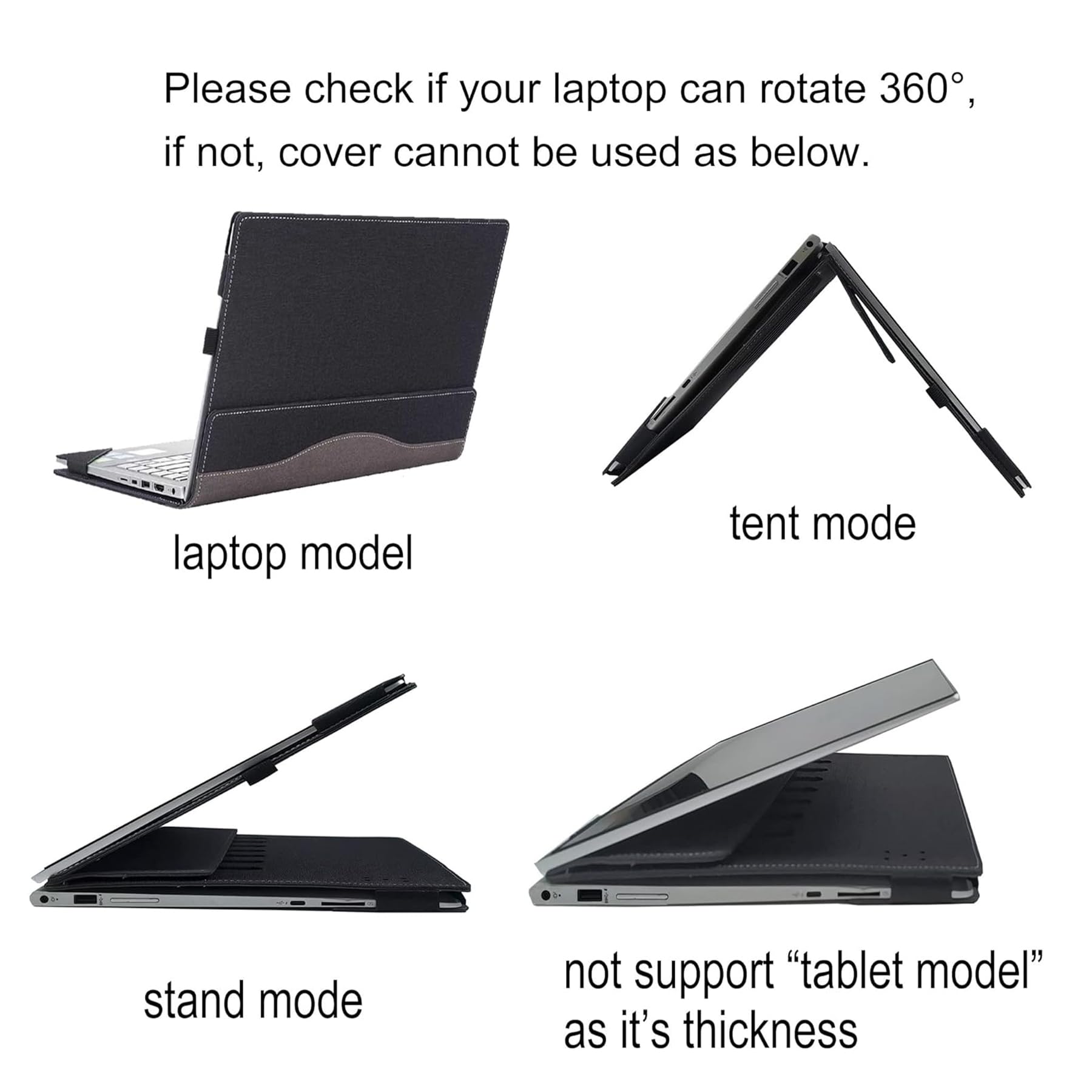 RUNMEIJIA Laptop Case Cover for Hp Spectre X360 16" 16-f / 16t-f 2023 2022 [Do Check Model] Notebook Sleeve Computer Bag Protective PU Leather Shell (Blue)