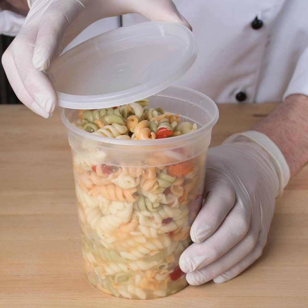 Generic Deli Containers with Lids 32 OZ Microwavable Translucent Clear Plastic Quart Containers with Lids - 50/Case - Durable, Safeware - Ideal for Meal Prep Airtight Lids