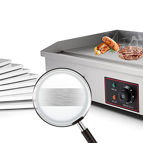 Electric Countertop Flat Top Griddle 3000W 22In Non-Stick Food grade Stainless Steel Commercial Kitchen with Adjustable Temperature Control 122-572℉
