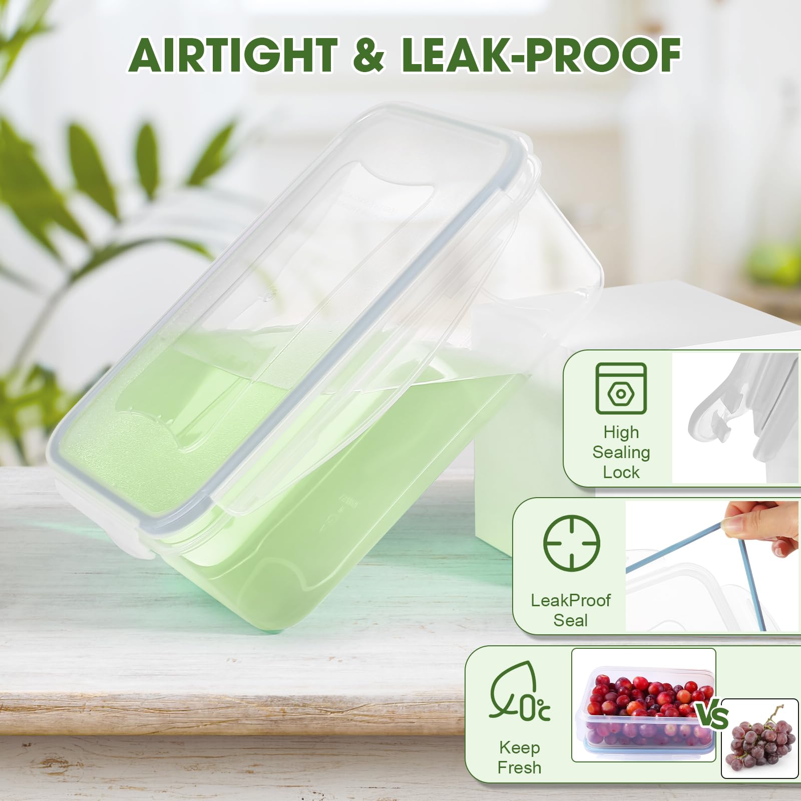 YASHE 24 PCS Airtight Food Containers with Lids(12 Lids + 12 Containers), Plastic Storage Meal Prep Container- Stackable 100% Leakproof & Microwave Organization and Storage Sets