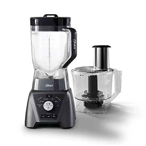 Oster Blender and Food Processor Combo with 3 Settings for Smoothies, Shakes, and Food Chopping - 3 Speed Texture Select Settings Pro Blender with Tritan Jar and Food Processor Attachment - Metallic Gray