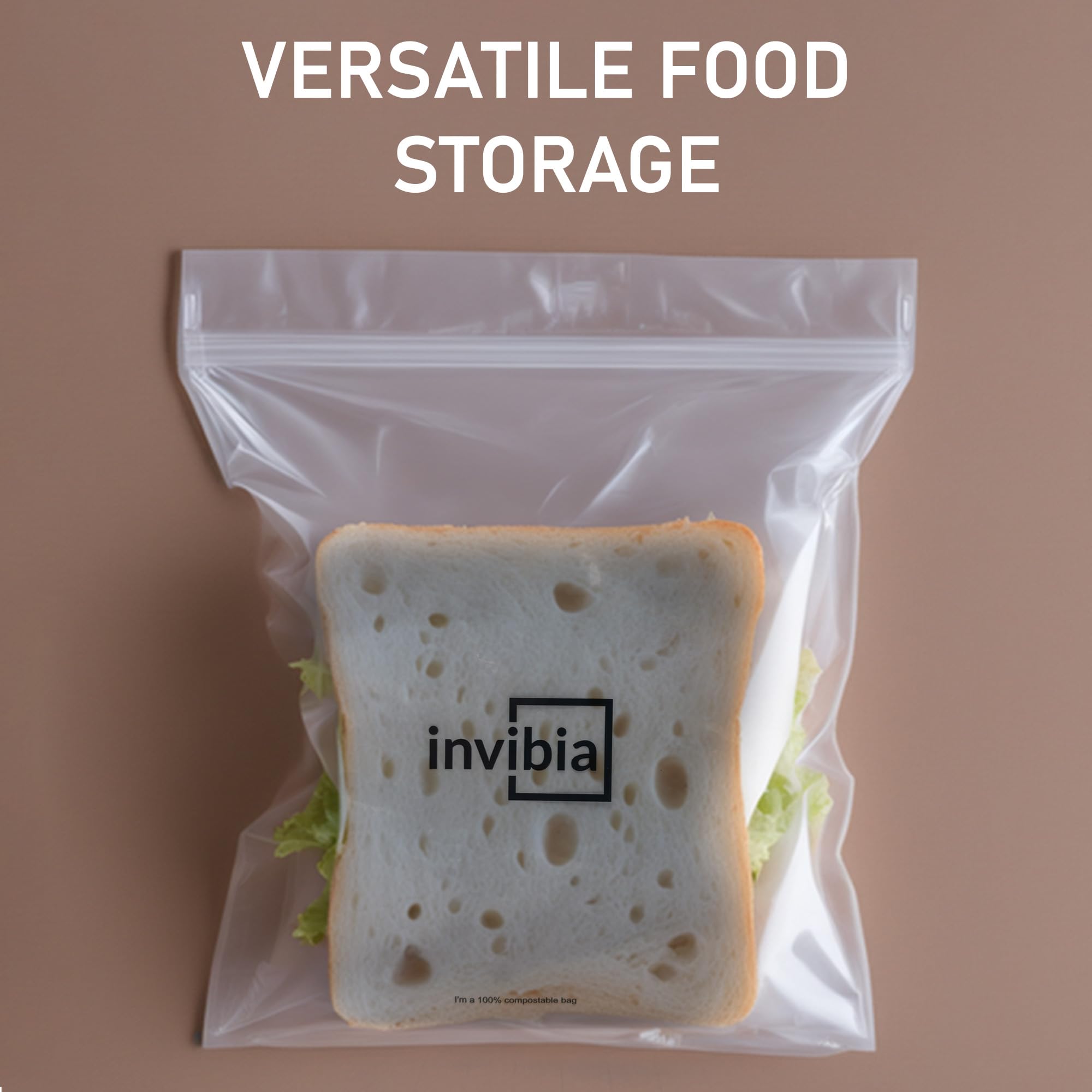 Perfect Compostable Sandwich Bags Ziplock | Resealable & Biodegradable Snack Bag for Food Storage | Eco-Friendly, Leak-Proof, Freezer Safe, Available Gallon | Durable Organic Compostable Bags