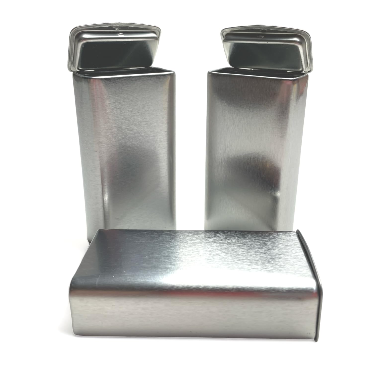 MagnaKoys Rectangular Silver Metal Hinged Lid Tin Containers (5 Pack)