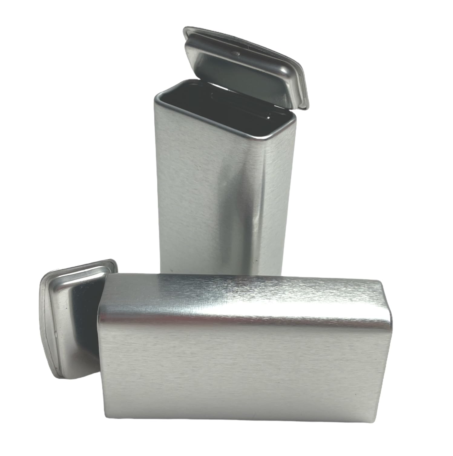 MagnaKoys Rectangular Silver Metal Hinged Lid Tin Containers (5 Pack)
