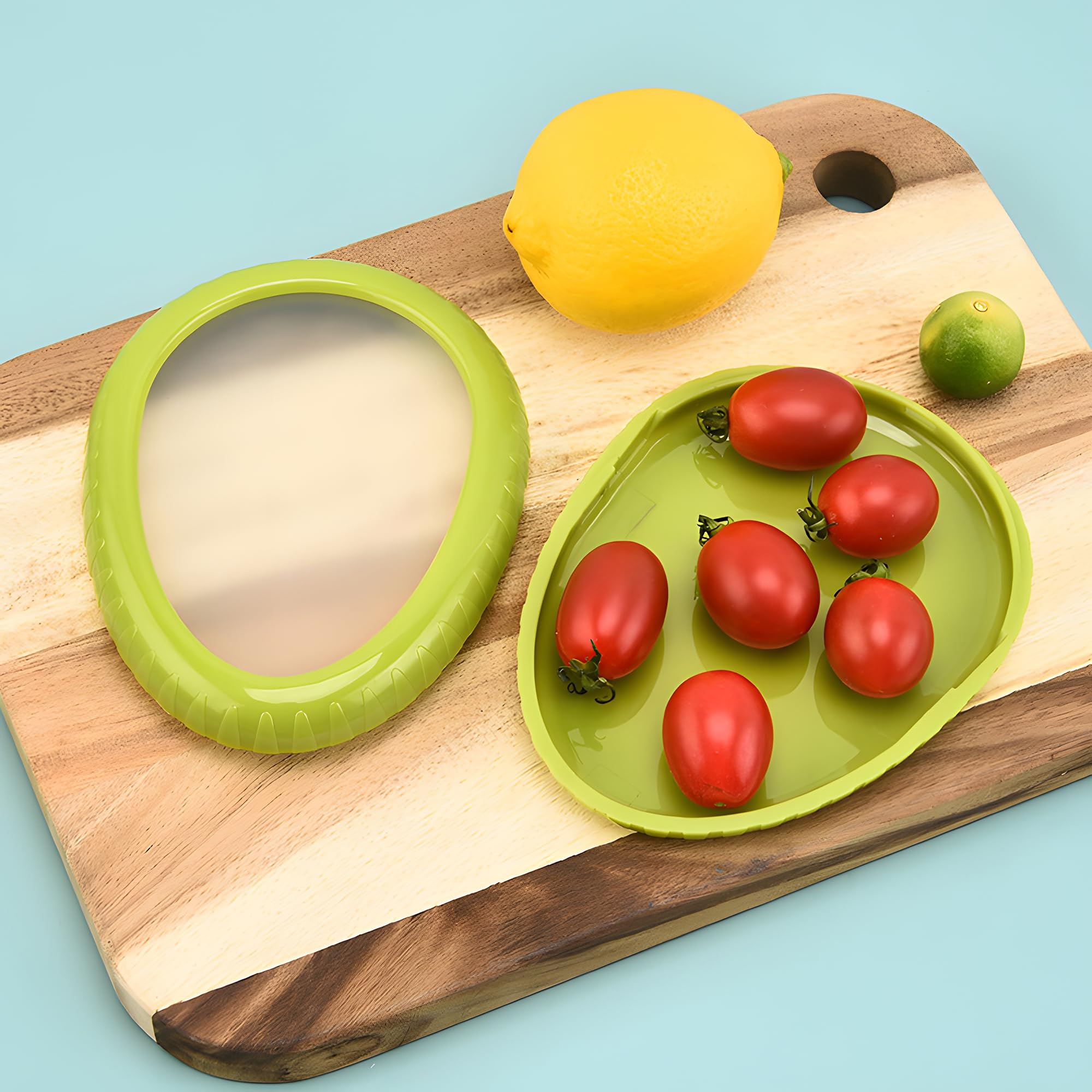 Generic 4pc Silicone Fruit And Vegetable Storage Container Set For Fridge，Avocado Silicone Saver，Tomato Storage Container，Onion Keeper，And Lemon Saver For Fridge。 (4PCS- fruit and vegetable saver)