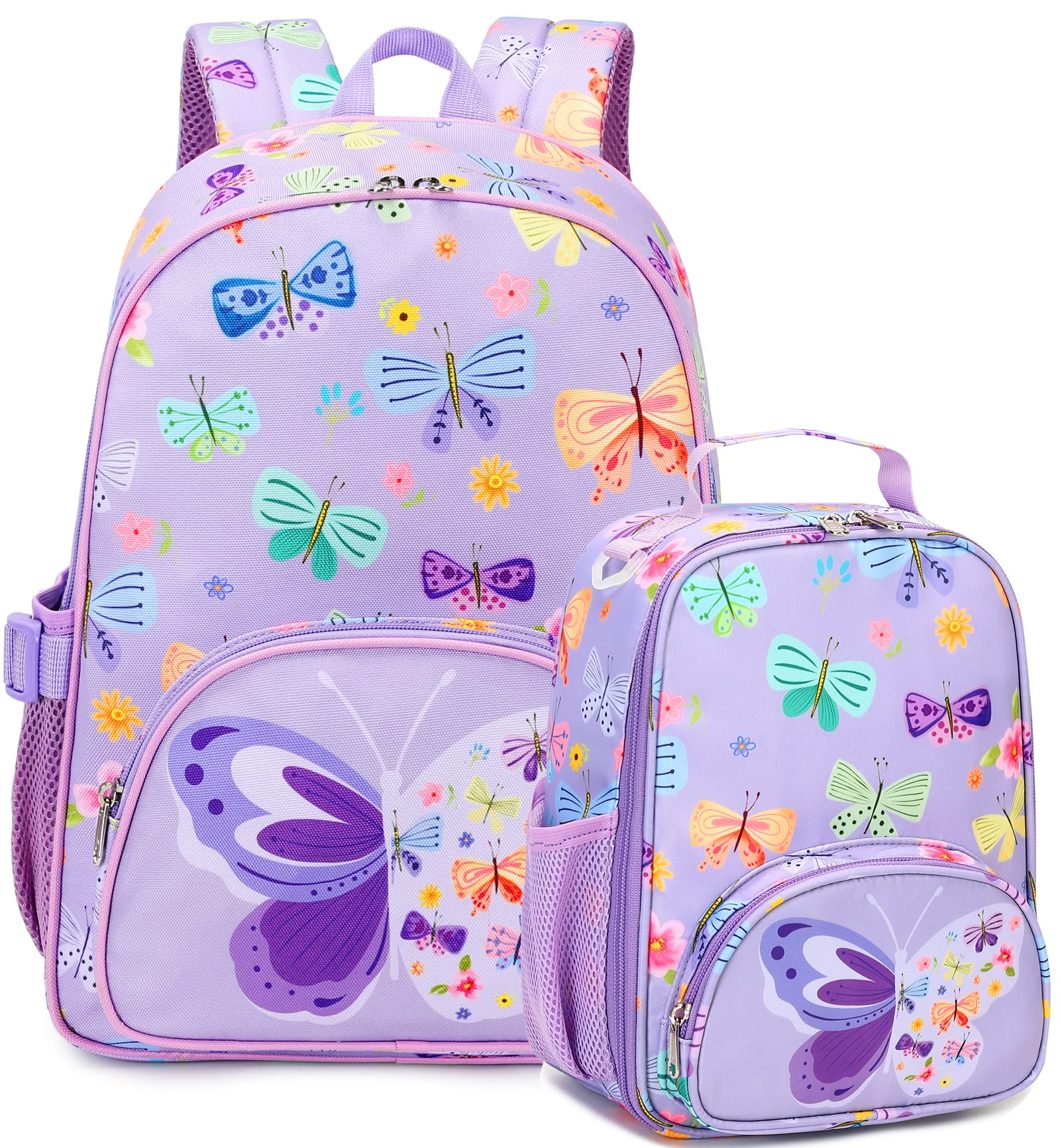 Backpack for Kids Girls Butterfly Preschool Kindergarten Bookbag Set with Lunch Box Toddler School Bag