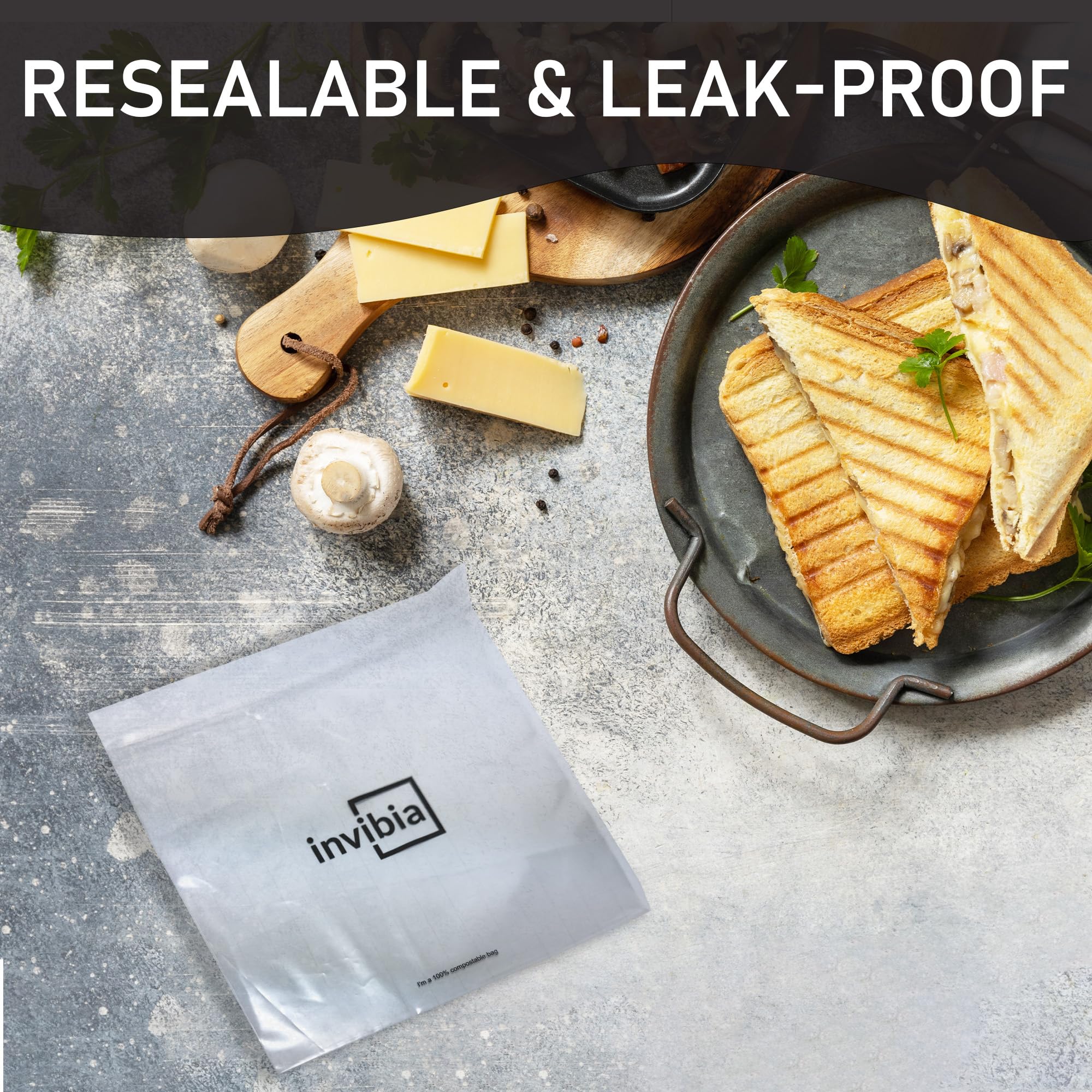 Perfect Compostable Sandwich Bags Ziplock | Resealable & Biodegradable Snack Bag for Food Storage | Eco-Friendly, Leak-Proof, Freezer Safe, Available Gallon | Durable Organic Compostable Bags