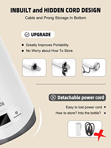 Portable Electric Kettle, Inbuilt & Hidden Cord Upgrade, Travel Electric Water Boiler w/ Current Display, 8 Preset TEMP, Small Capacity Instant Brewing for Tea, Coffee, Milk, On The Go (11.8 Oz)