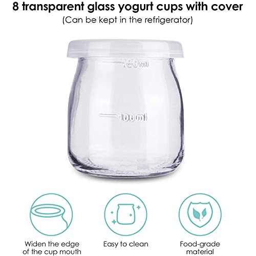 Yogurt maker, Automatic Digital Yogurt Maker Machine with LCD Display, 8 Glass Jars 48 Ozs, Stainless Steel Design,Auto Temp Control