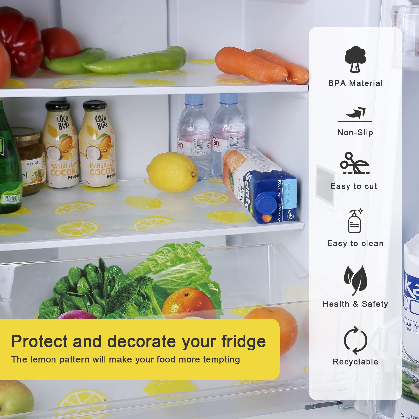 Cooyes Shelf Liner for Kitchen Cabinets, Non Adhesive Drawer Liner, Washable Non Slip Cabinet Liner, for Kitchen Cabinet, Drawer, Shelves, Refrigerator Liners (17.7 x 79 Inch)