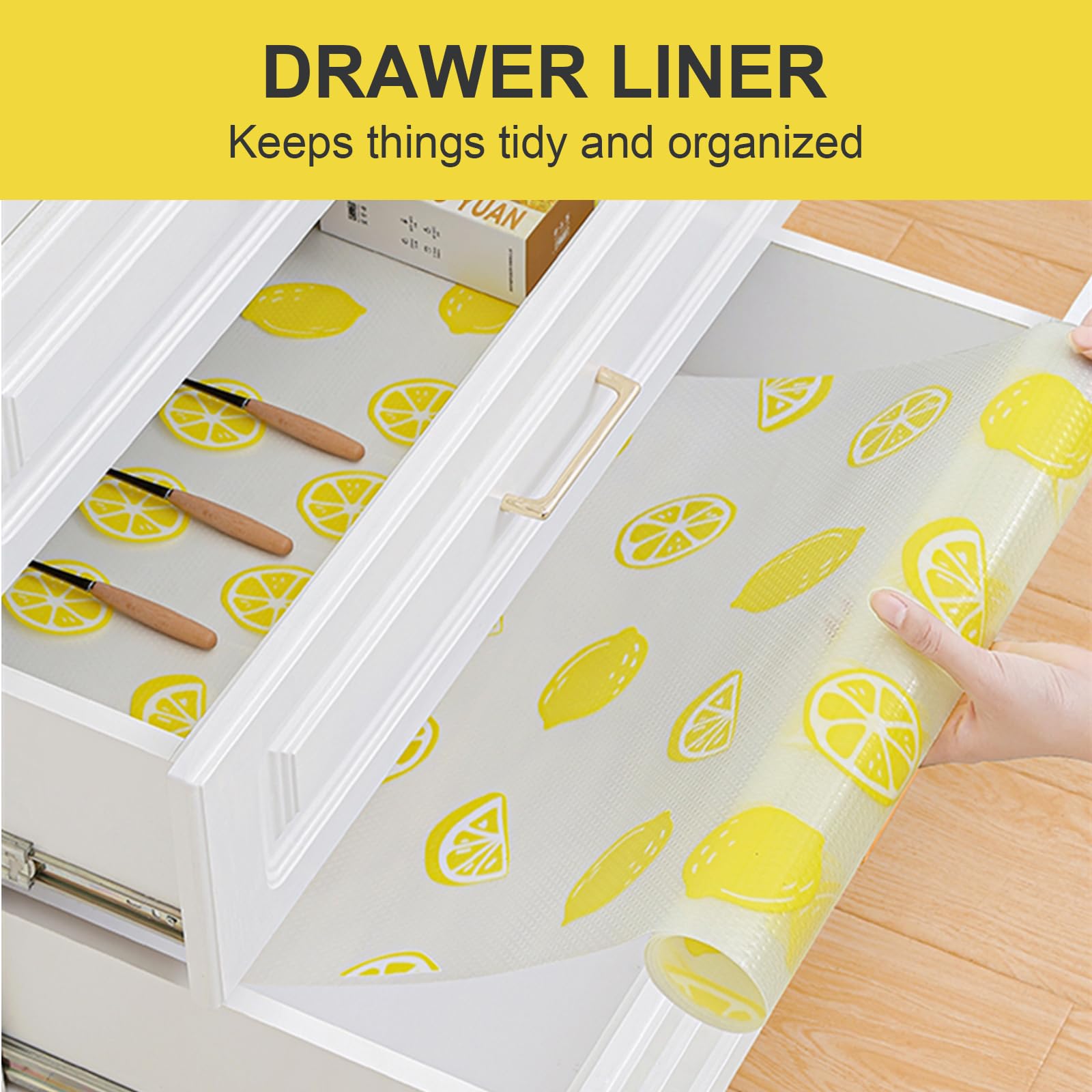 Cooyes Shelf Liner for Kitchen Cabinets, Non Adhesive Drawer Liner, Washable Non Slip Cabinet Liner, for Kitchen Cabinet, Drawer, Shelves, Refrigerator Liners (17.7 x 79 Inch)