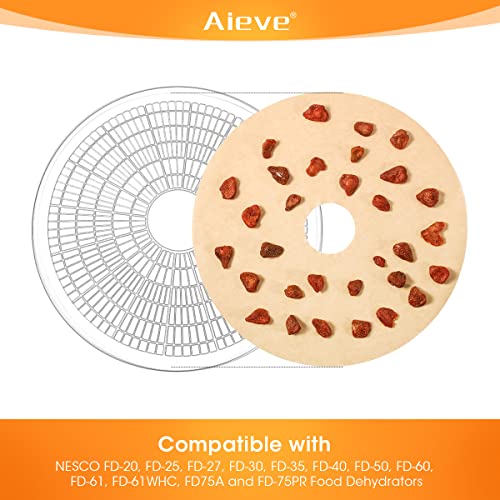 AIEVE Dehydrator Parchment Paper Compatible with Nesco Dehydrator, Non-stick Round Food Dehydrator Sheets Fruit Dehydrator Mats Compatible with Nesco Food and Jerky Dehydrator NESCO Snackmaster