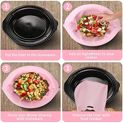 3 Pack Slow Cooker Liners Leakproof Newly upgraded, Easy Clean Crock Pot Liners Reusable Silicone bag liners Fit 6-8 Quarts Oval or Round Pot