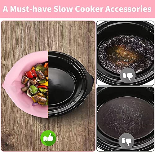 3 Pack Slow Cooker Liners Leakproof Newly upgraded, Easy Clean Crock Pot Liners Reusable Silicone bag liners Fit 6-8 Quarts Oval or Round Pot