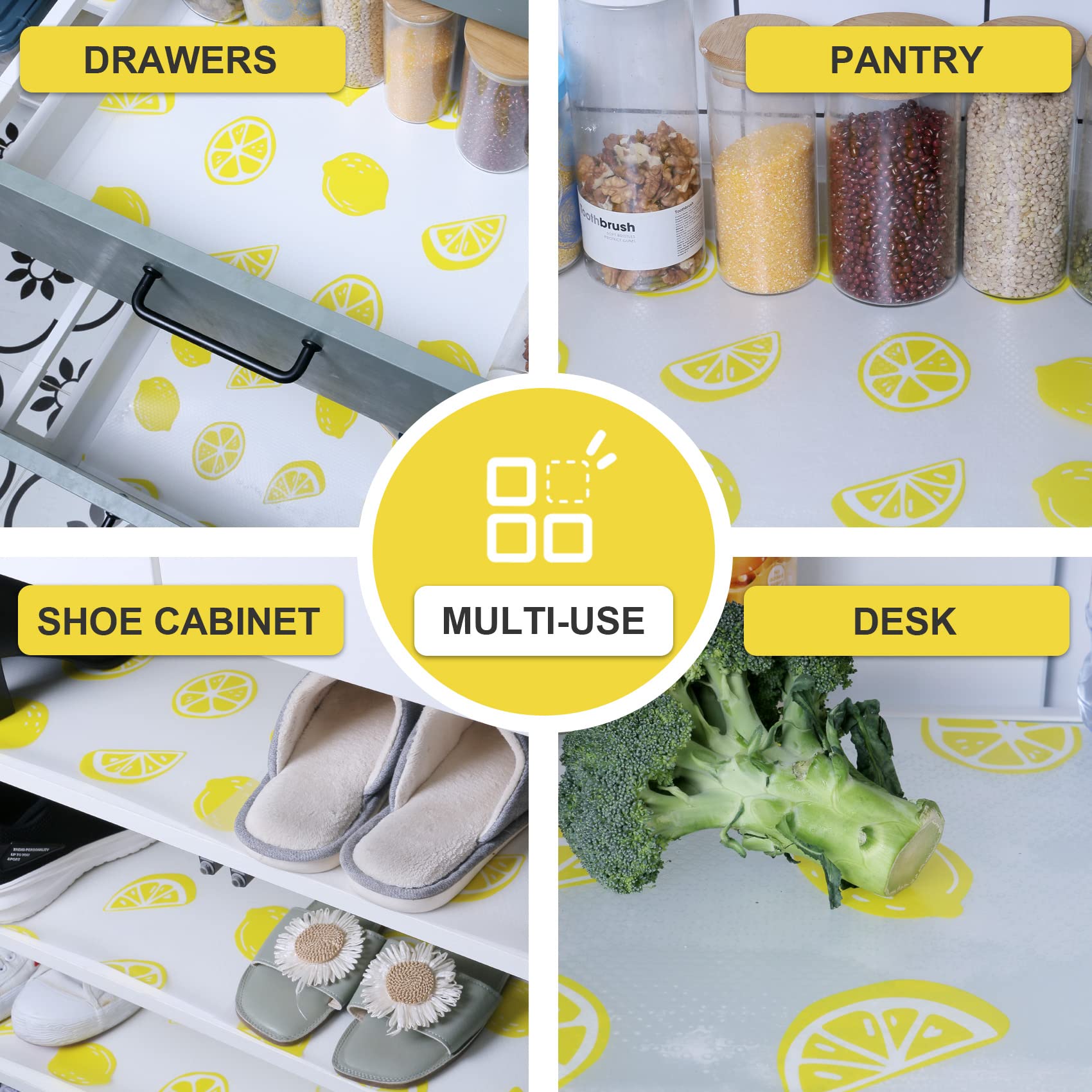 Cooyes Shelf Liner for Kitchen Cabinets, Non Adhesive Drawer Liner, Washable Non Slip Cabinet Liner, for Kitchen Cabinet, Drawer, Shelves, Refrigerator Liners (17.7 x 79 Inch)