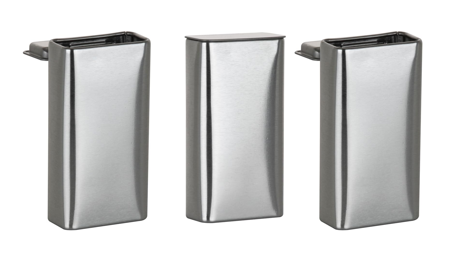 MagnaKoys Rectangular Silver Metal Hinged Lid Tin Containers (3 Pack)