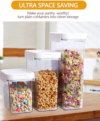 Besmal Cereal Storage Container with Airtight Lid Pour Spout Measuring Cup Plastic Air Tight Small Container for Dry Food, Pet Food Clear Rice dispenser 1.1L/37.2oz 1Qt