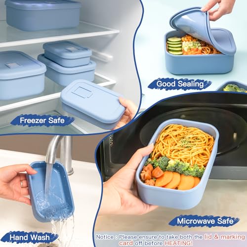 iArtker Silicone Food Storage Containers, Set of 3 Leakproof Storage Bento Box with Lids, BPA Free