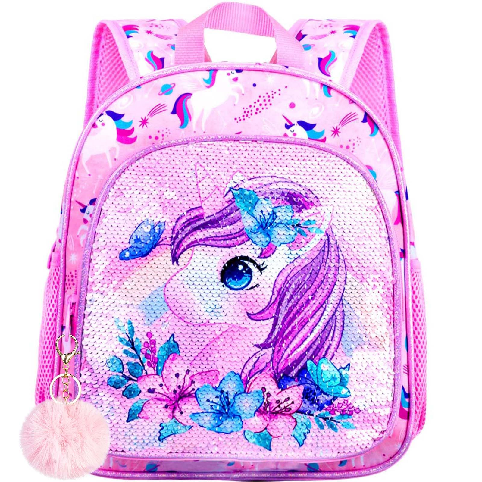 UFNDC Toddler Backpack for Girls, Kids Cute Unicorn Preschool Bookbag,Kindergarten Sequin School Bag
