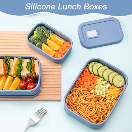 iArtker Silicone Food Storage Containers, Set of 3 Leakproof Storage Bento Box with Lids, BPA Free