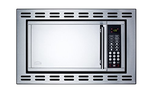 Summit OTR24 24" Built-In Microwave With Mirror Finish Door, Trim, and One-Touch Digital Controls, Stainless-Steel