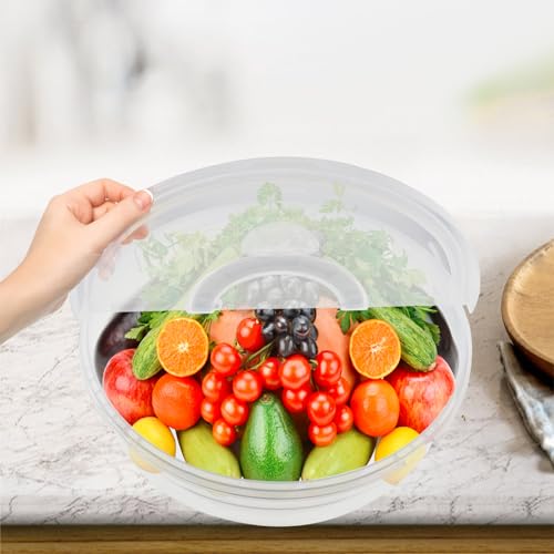 ATRDTO 1Pc 12 Inch Pie Carrier with Lid and Handle Pizza Slice Storage Container for Cheese Cake, Corn Pie, Fruit White Clear Visible (1)