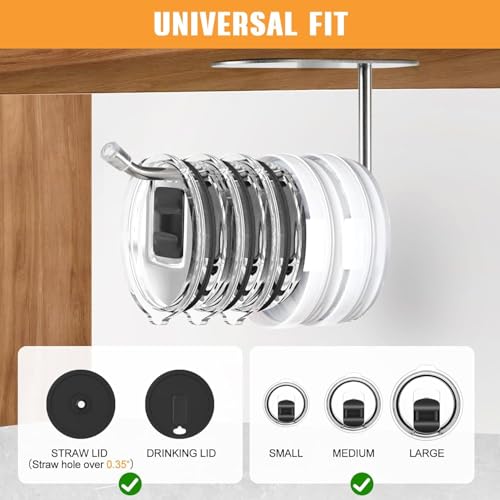 2 Pack Hat Organizer Hat Rack for Baseball Caps Wall Mount, Tumbler Lid Organizer, Kitchen Utility Hooks under Cabinet, Hat Hanger Cup Lid Holder Self Adhesive No Drilling for Door Closet Wall