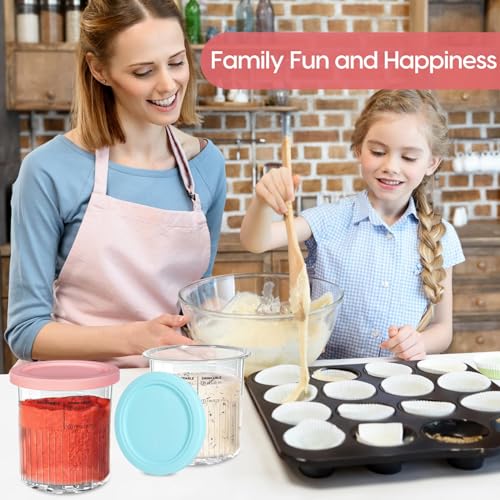 Turgorl NC500 NC501 Ice Cream Pint for Ninja Creami Deluxe Pints and Lids 4 Pack, 24 oz. food container for Ninja Delux Ice Cream Maker (Blue,Pink,Yellow,Green)