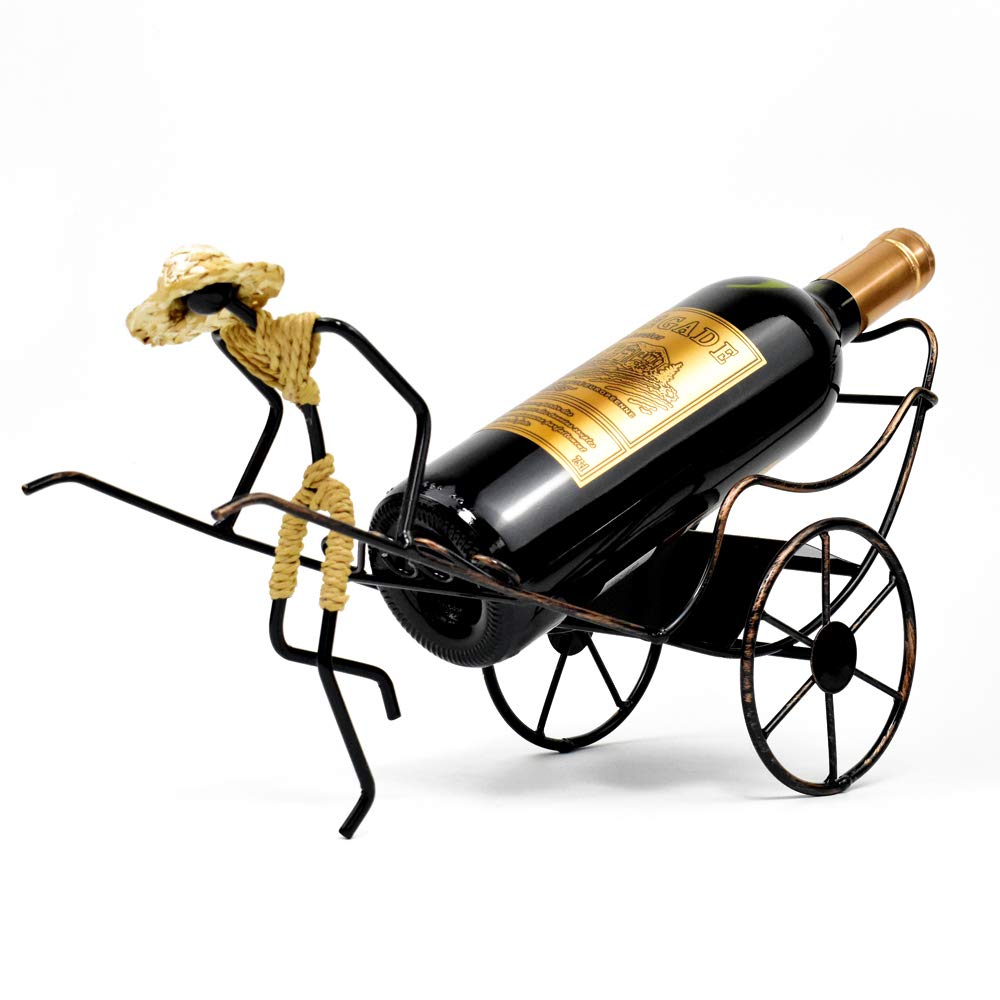 Wine Bottle Holder Stand Rickshaw Decor Display countertop Tabletop Wine Rack Single Bottle Home Gift Kitchen Gift Wine Shelf