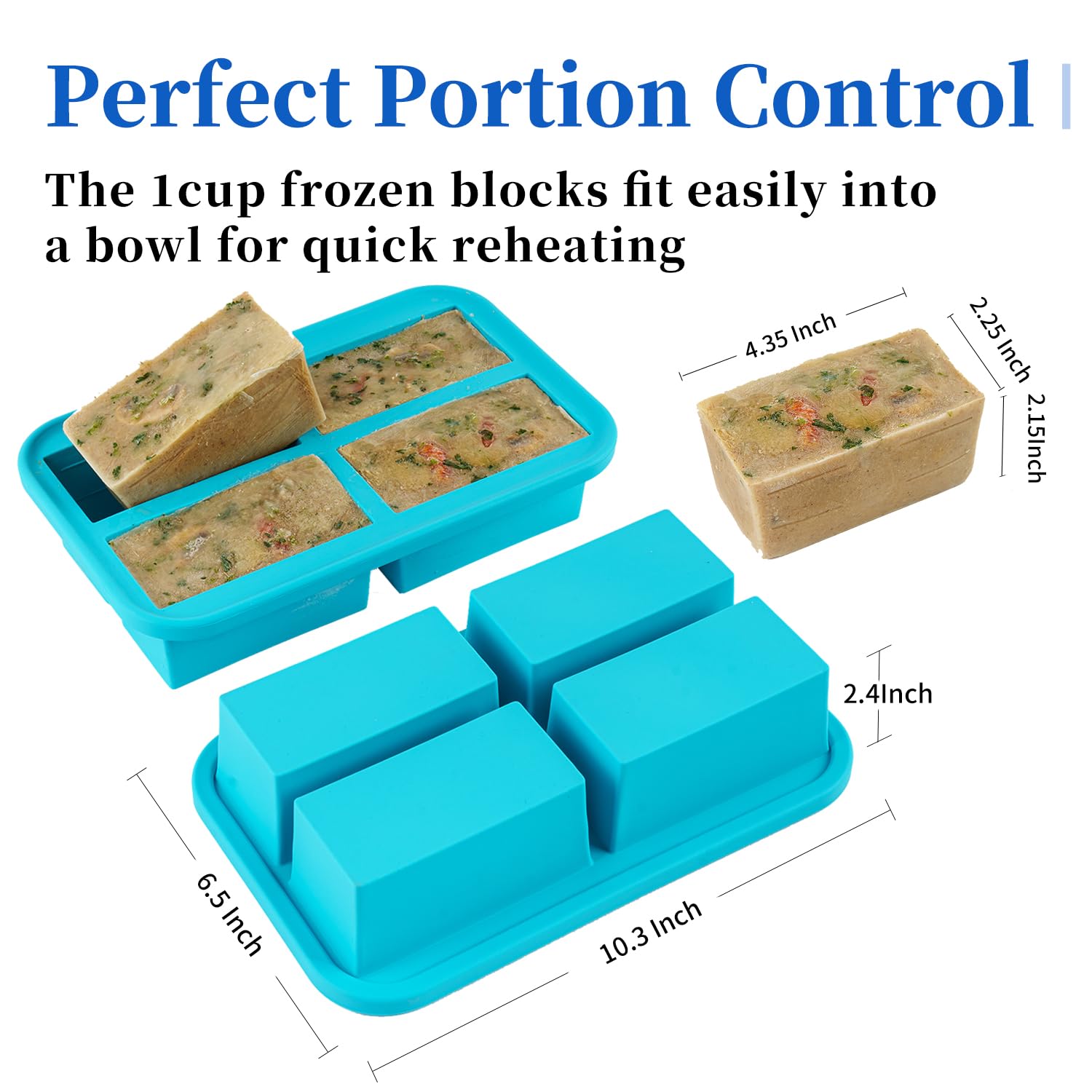 NICITY 1-Cup Soup Cubes Freezer Tray with Lid,Large Silicone Soup Freezer Molds for Storing and Freezing Soup Sauce Broth Ice Leftovers(2Packs+10Pcs Reusable Storage Bags)