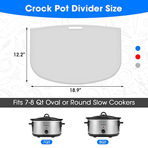 2 Pack Slow Cooker Liners - Reusable Crock pot Divider, Safe Silicone Cooking Bags Fit 7-8 Quarts Oval or Round Pot (Fit 7-8 Quarts Grey+Pink)