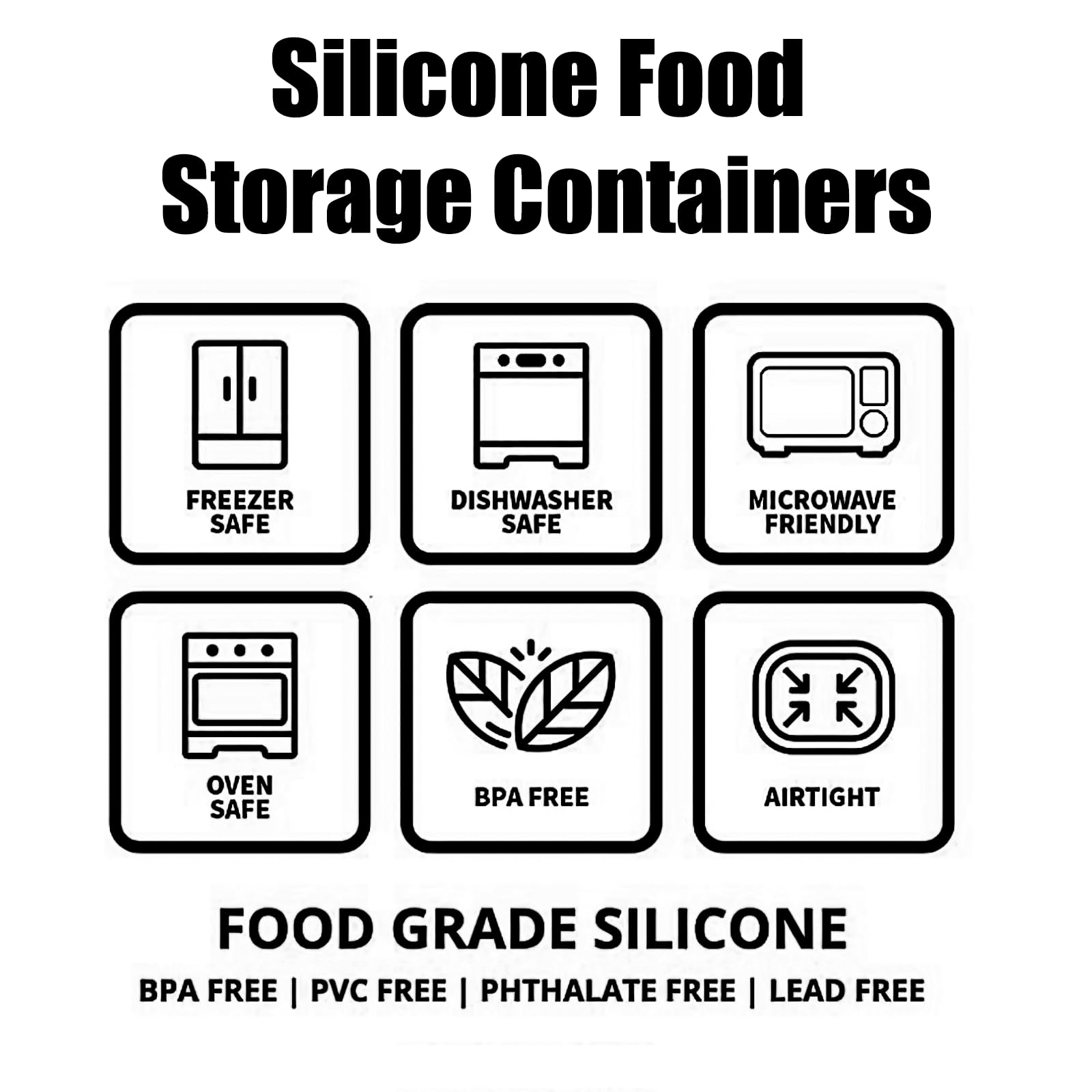 XuCeLo Silicone Food Storage Containers with Lids Set 4 Sizes and Silicone Containers,For Freezing, Bento Boxes, Snack Boxes,Freezer preservation Leak Proof