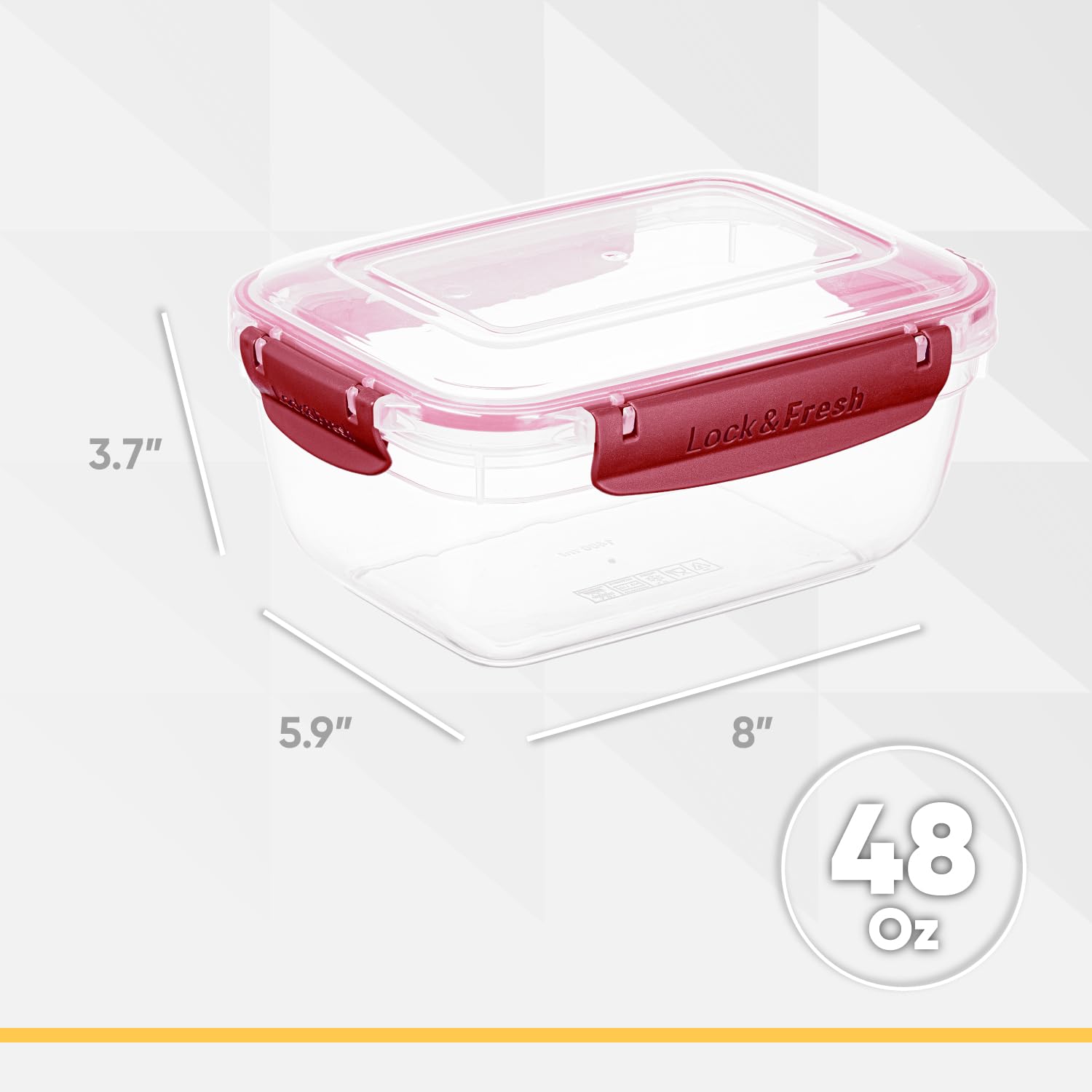 Superio Plastic Food Storage Containers with Airtight Lids, 4 Pack- 48 Oz, BPA Free, Leakproof, Stackable, Microwave, Dishwasher, Freezer Safe, Red