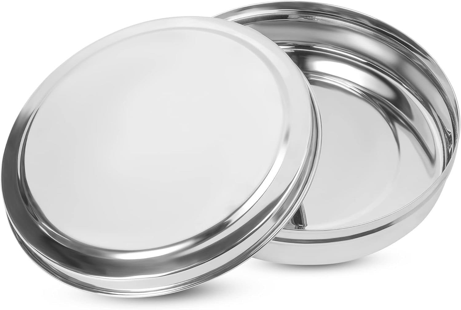 KSJONE Stainless Steel Chocolate Flat Slim and Sleek Canisters/Puri Dabba/Storage Containers Set of 3 Pcs Big Set (11 Oz, 14 Oz, 17 Oz)