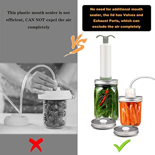 6 PCS Vacuum Jar Lids, Fermentation Lids for Wide Mouth and Regular Mason Jars Used with Jar Sealer Vacuum Sealing Accessory Reusable Stainless Steel Lids with Leak Proof & Airtight Seal Features