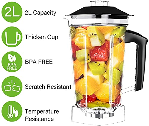 GEMAT Professional Countertop Blender with 1400-Watt Base, Smoothie Blender ,Built-in Timer ,High Power Blender 2L Cups for Frozen Drinks ,Shakes and Smoothies